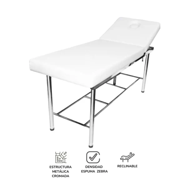 N1 Camilla reclinable fija de metal cromado - CALMILLA - Camillas Perú